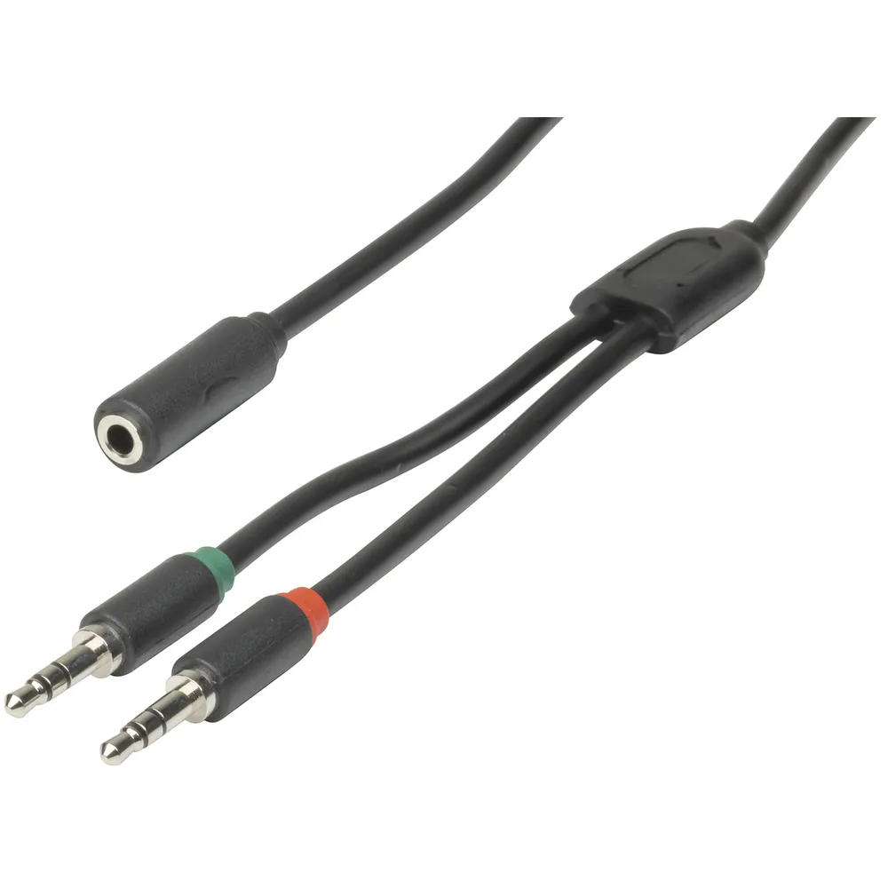 3.5mm 4 Pole Plug to 2 x 3.5mm Socket Cable - 250mm | Jaycar Australia