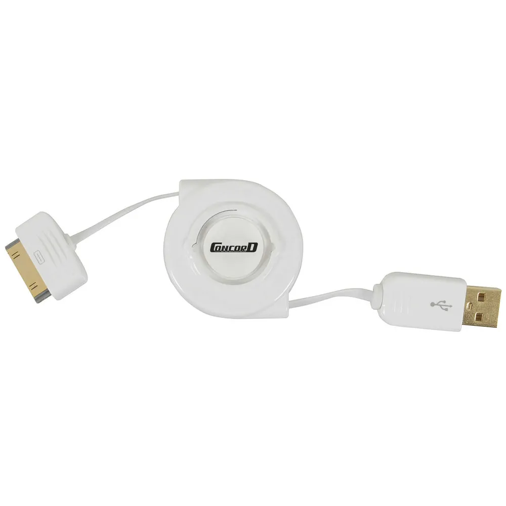 Retractable Lead iPhone/iPad/iPod to USB A Socket White 1M | Jaycar ...