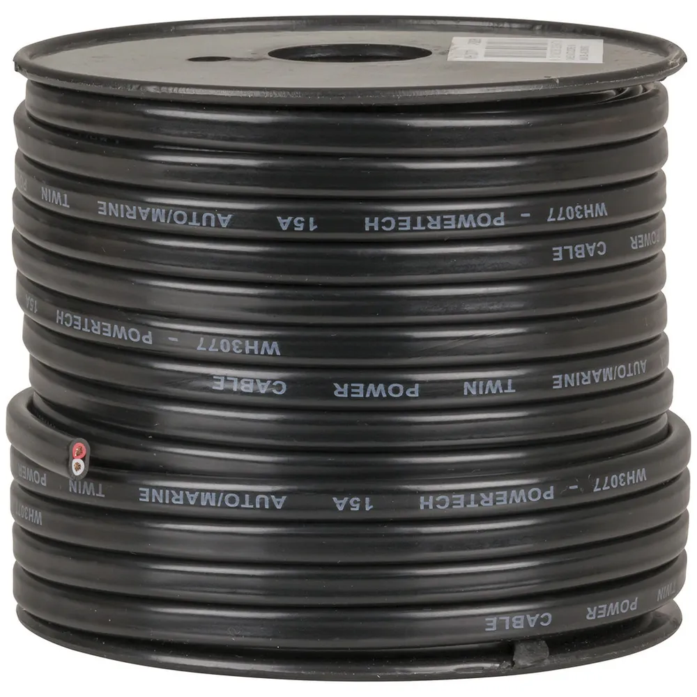 15A Twin Core Power Cable - 30m Roll - White Black | Jaycar Australia