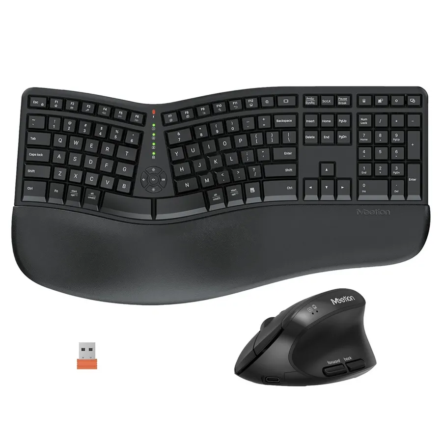 Meetion Ergonomic Wireless Wave Keyboard and Vertical Mouse Combo ...