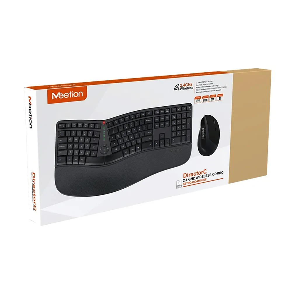 Meetion Ergonomic Wireless Wave Keyboard and Vertical Mouse Combo ...