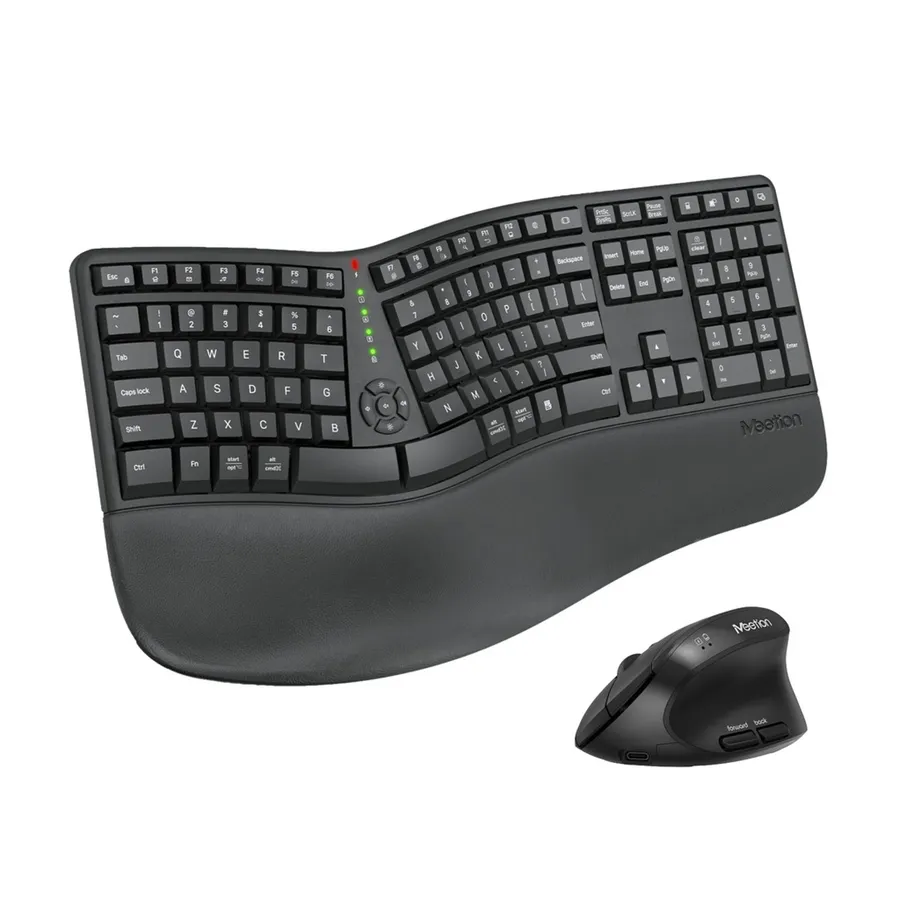 Meetion Ergonomic Wireless Wave Keyboard and Vertical Mouse Combo ...