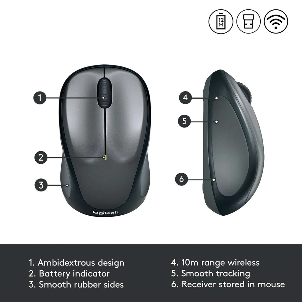 Logitech® M235 Colt Glossy 2.4GHz Wireless Mouse | Jaycar Australia