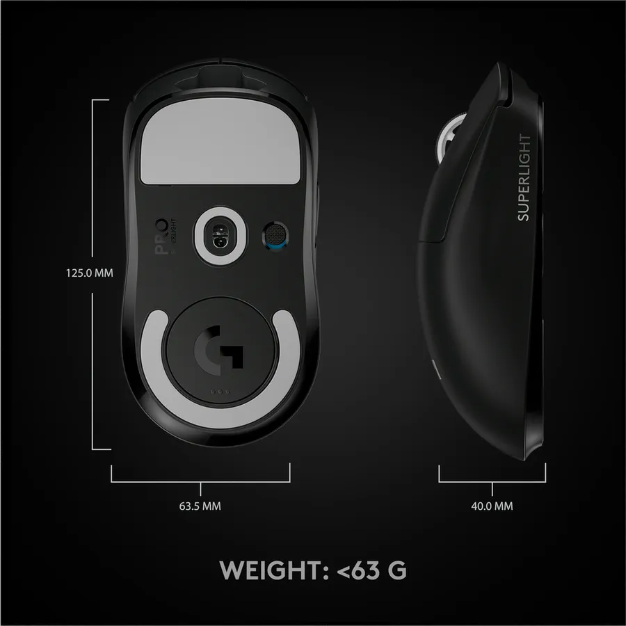 Logitech® PRO X SUPERLIGHT Black Wireless Gaming Mouse with USB Dongle ...