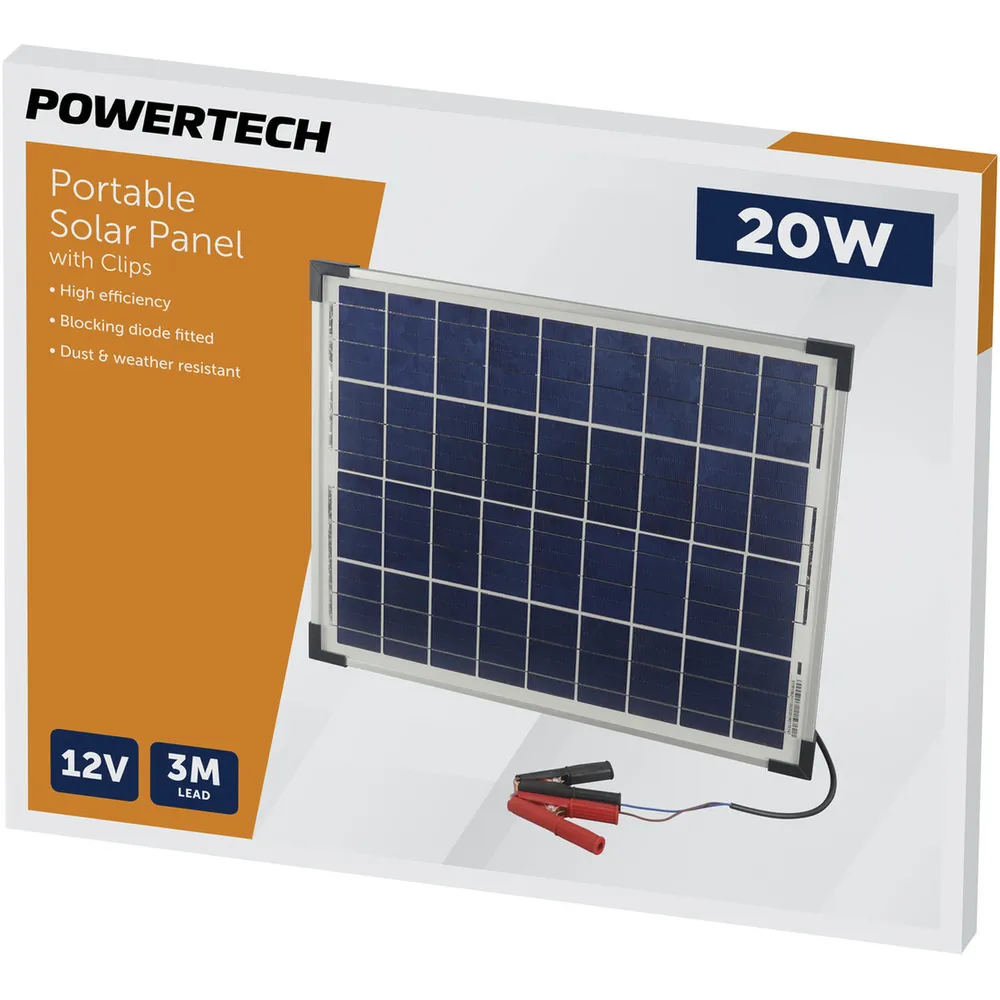 12V 20W Solar Panel with Clips | Jaycar Australia